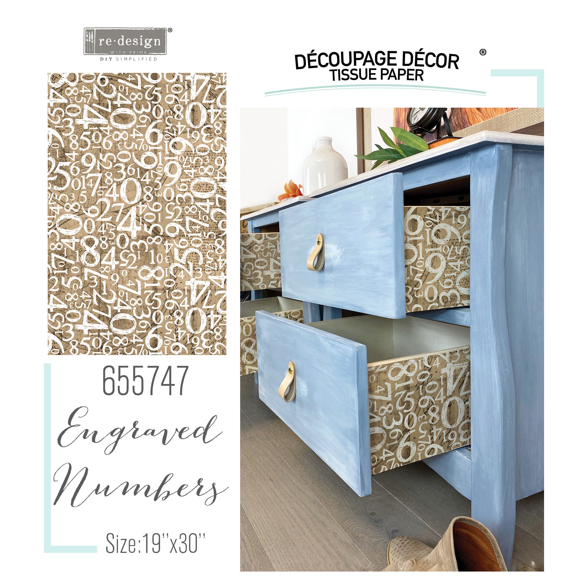 Engraved Numbers - Redesign Decoupage Decor Tissue Paper – Rescue ...